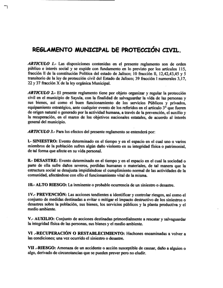 reglamento municipal de proteccion civil.