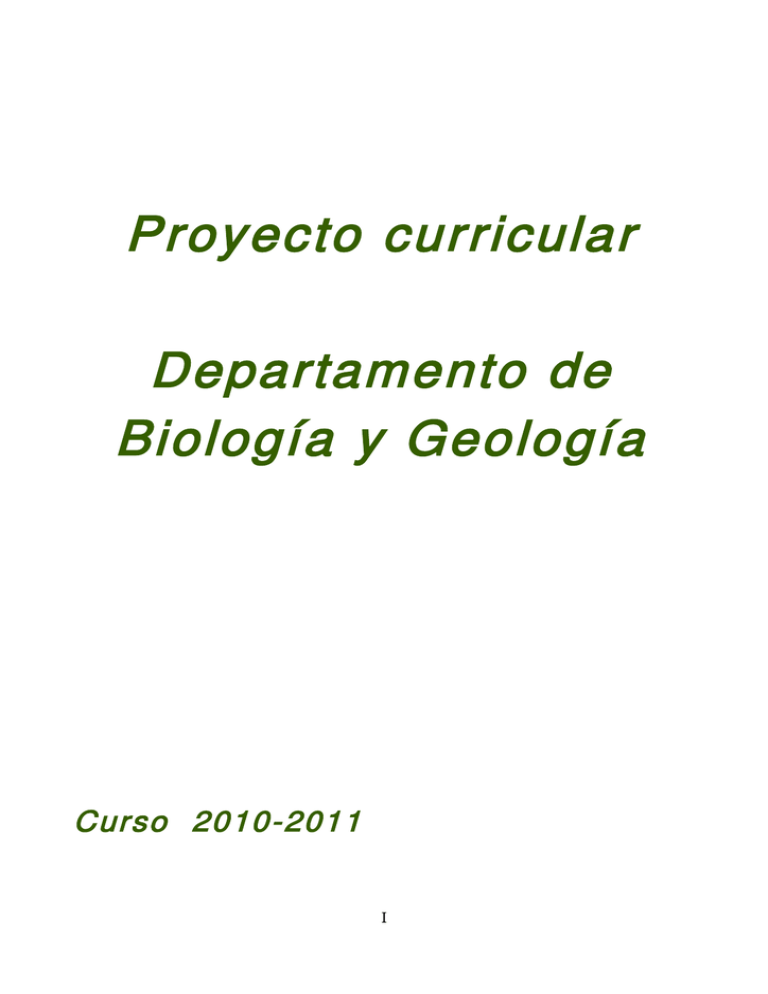 Proyecto curricular Departamento de Biología y Geología
