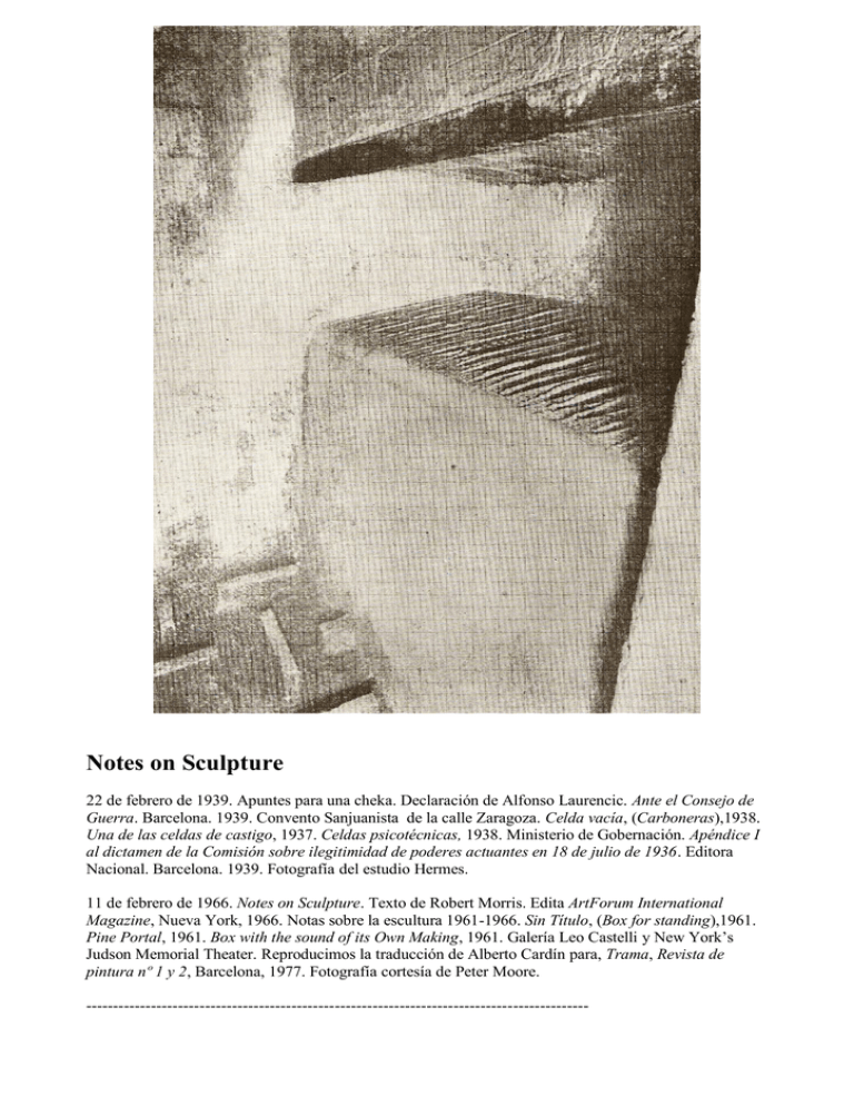 Notes on Sculpture