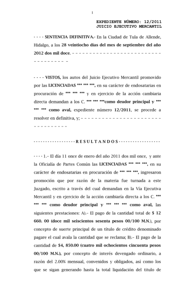 sentencia definitiva - Poder Judicial del Estado de Hidalgo
