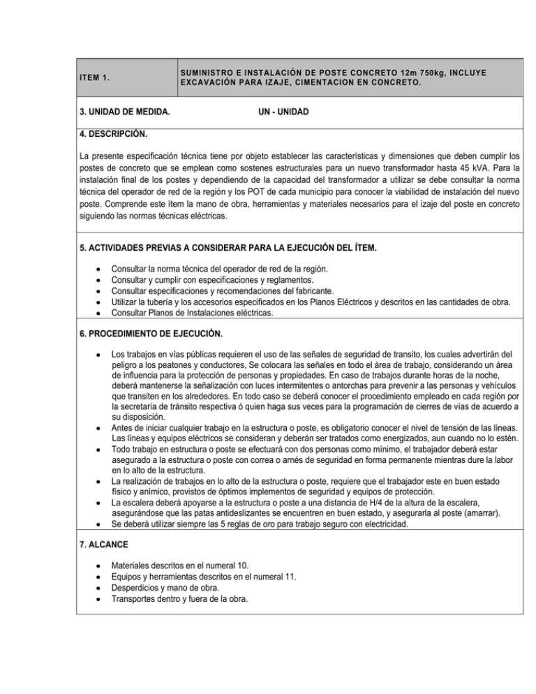 3. UNIDAD DE MEDIDA. UN - UNIDAD 4. DESCRIPCIÓN. La