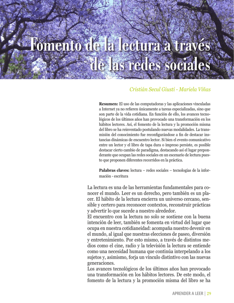 Fomento de la lectura a través de las redes sociales