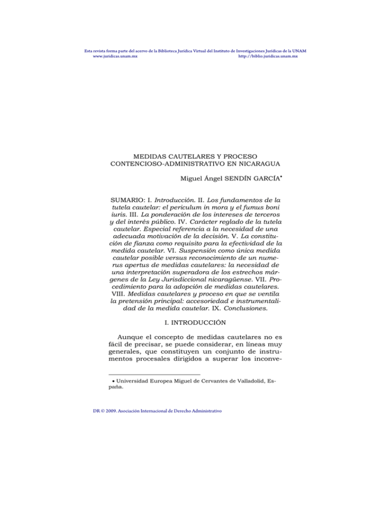 MEDIDAS CAUTELARES Y PROCESO CONTENCIOSO