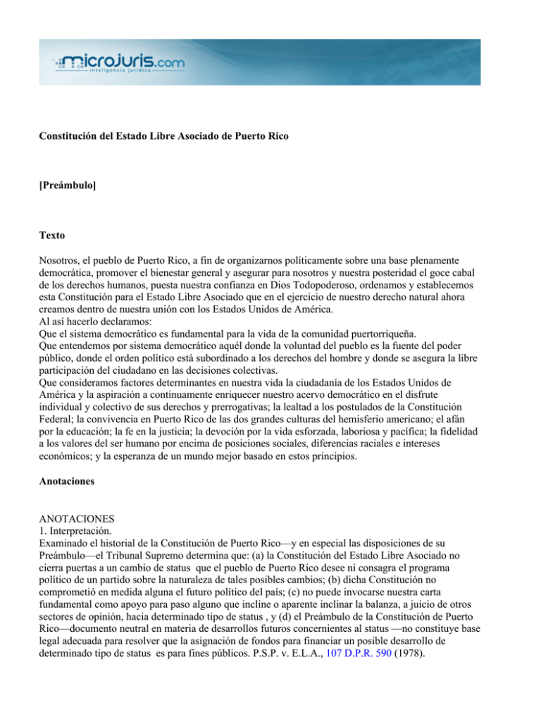 Constitución del Estado Libre Asociado de Puerto Rico