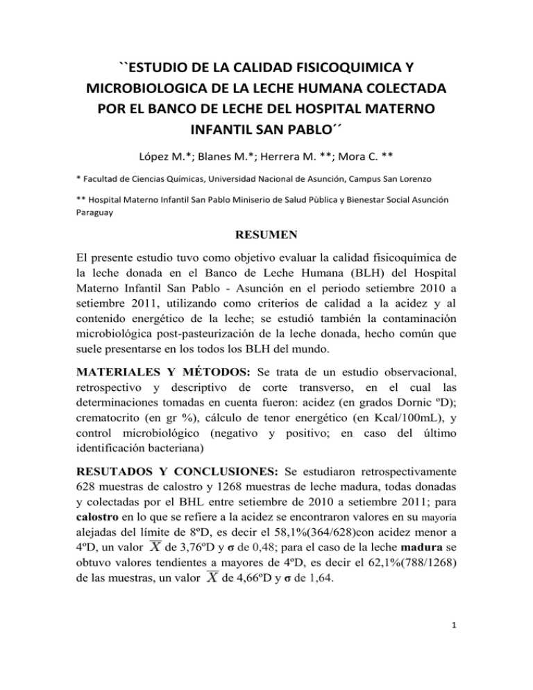 estudio de la calidad fisicoquimica y microbiologica de la