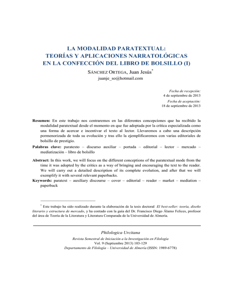 la modalidad paratextual