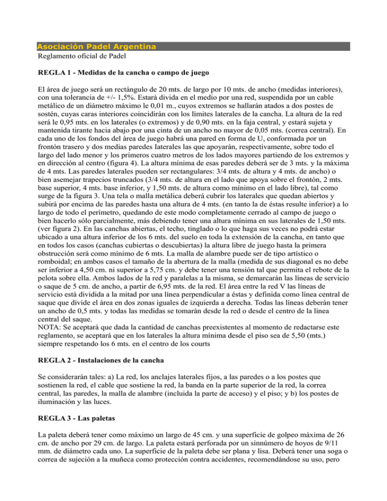Reglamento Padel