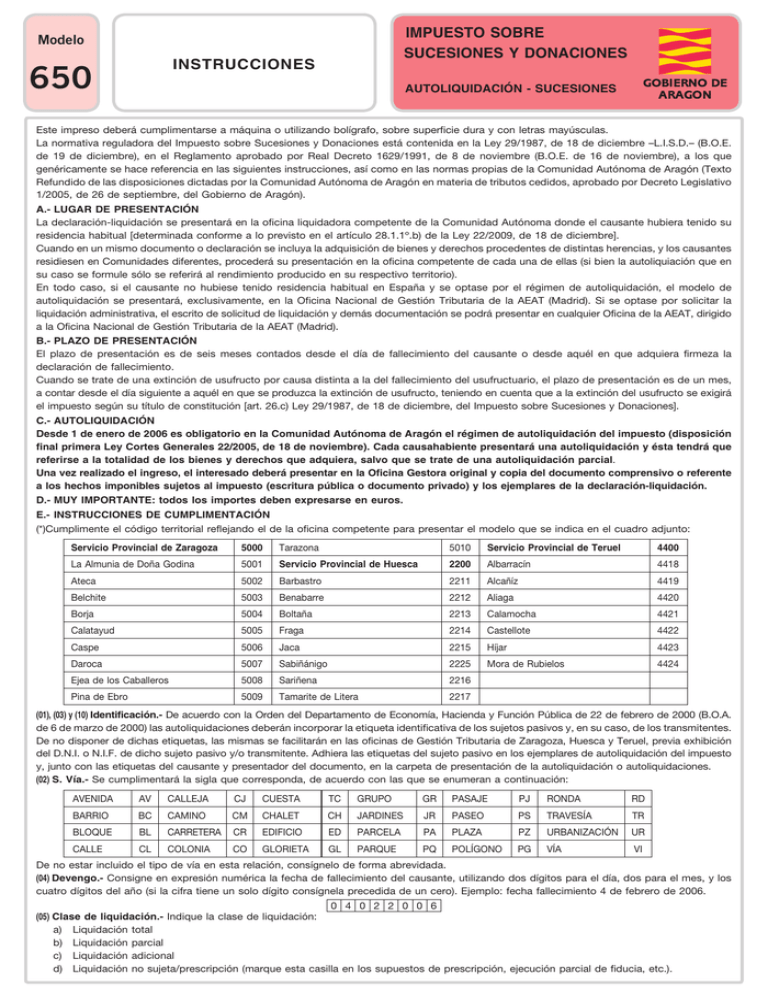 mod 650 instrucciones desde feb11