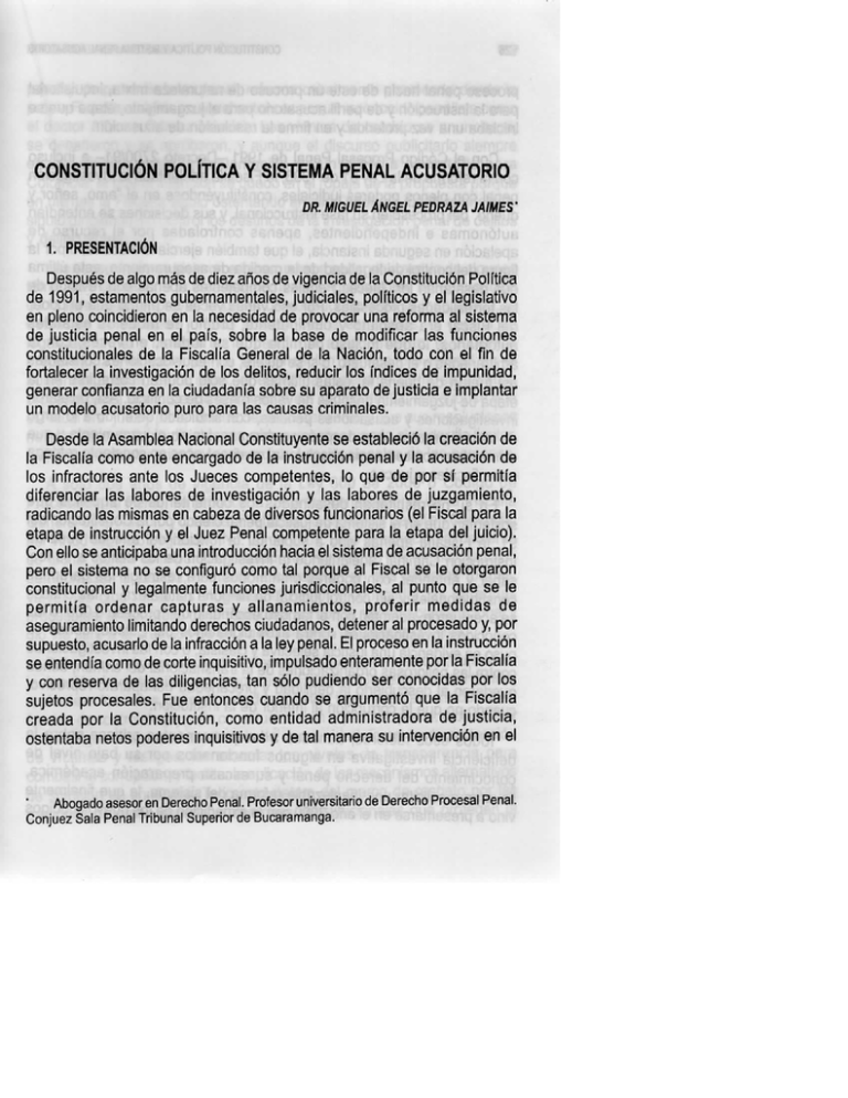 constitución política y sistema penal acusatorio