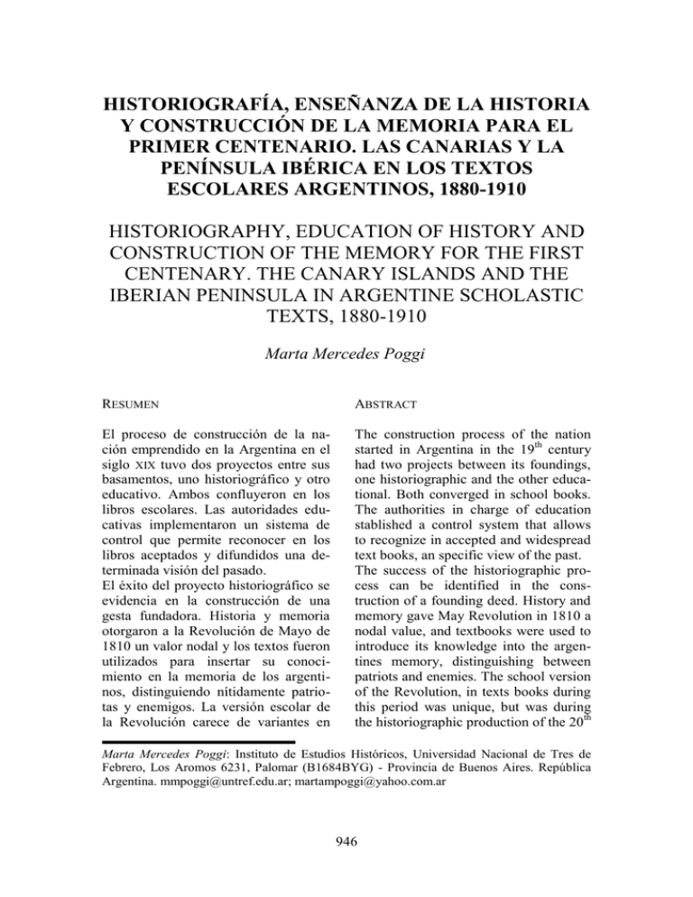 Historiografía, enseñanza de la Historia y construcción de la