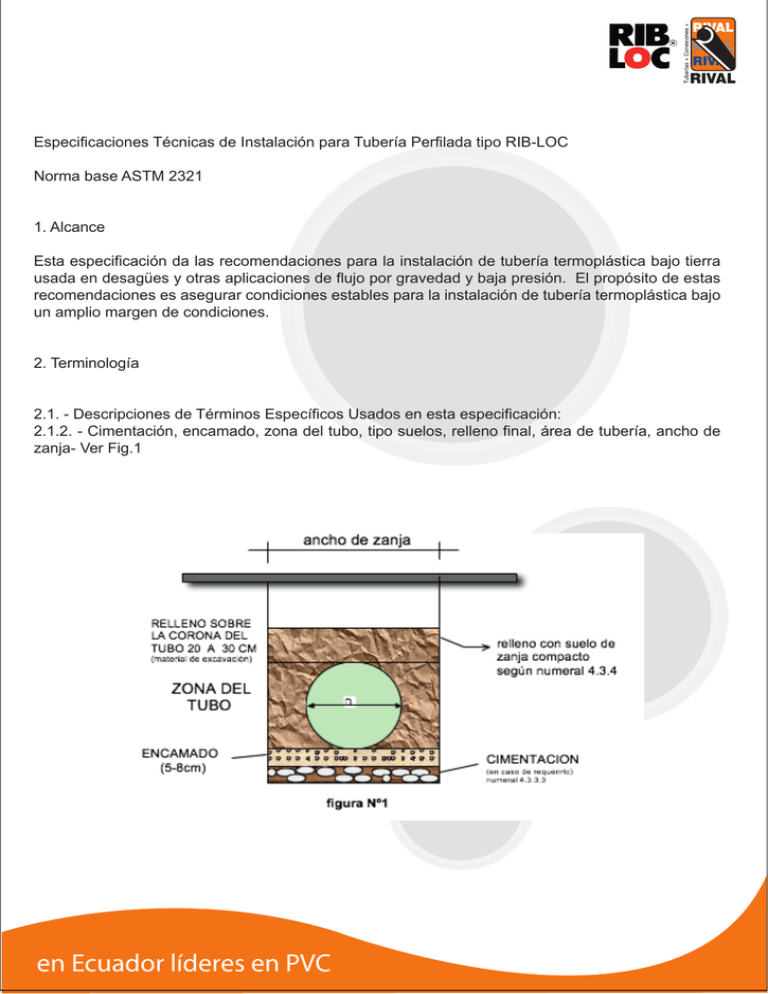tubería perfilada rib-loc, especificaciones técnicas
