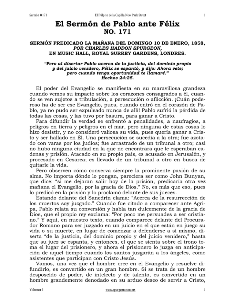 El Sermón de Pablo ante Félix