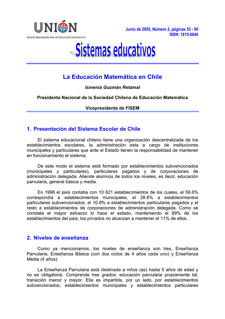 La Educación Matemática en Chile