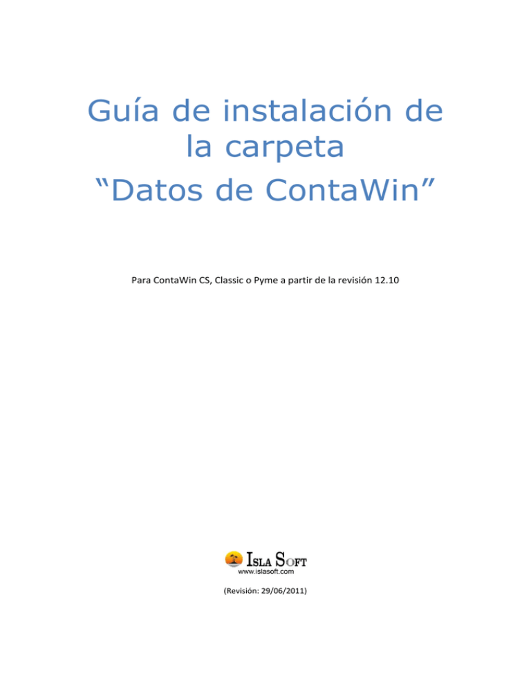 Guía de instalación de la carpeta "Datos de ContaWin"