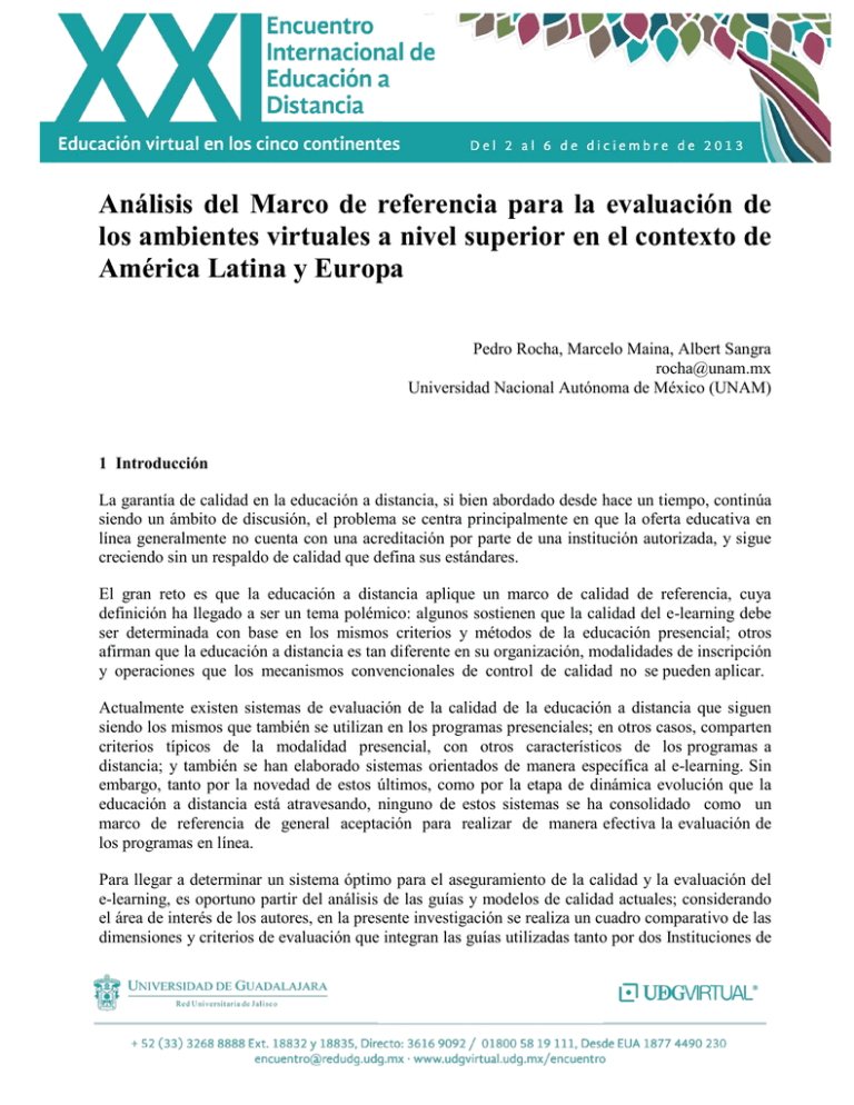 Análisis del Marco de referencia para la evaluación de los