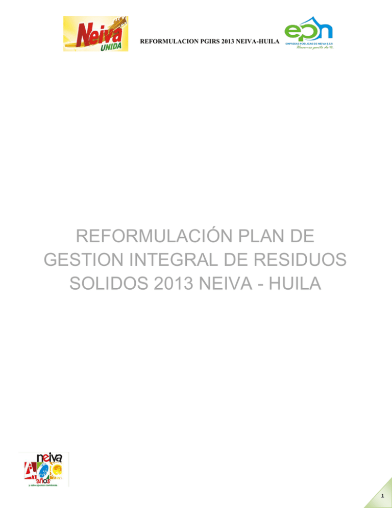 reformulación plan de gestion integral de residuos solidos 2013