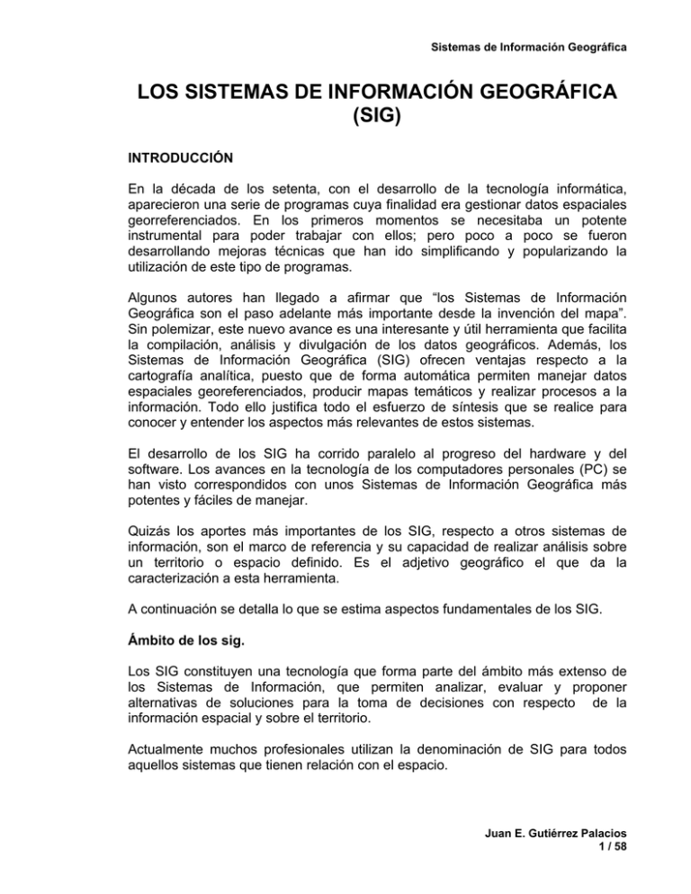 LOS SISTEMAS DE INFORMACIÓN GEOGRÁFICA (SIG)