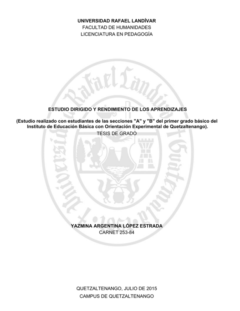 ESTUDIO DIRIGIDO Y RENDIMIENTO DE LOS APRENDIZAJES