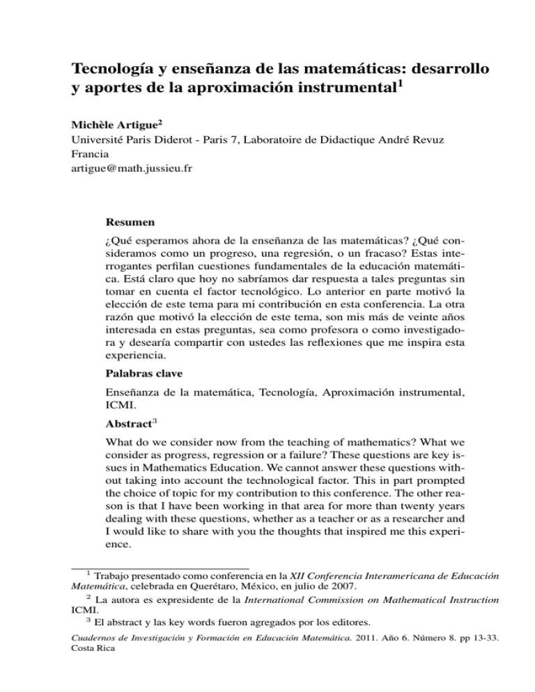 Tecnología y enseñanza de las matemáticas