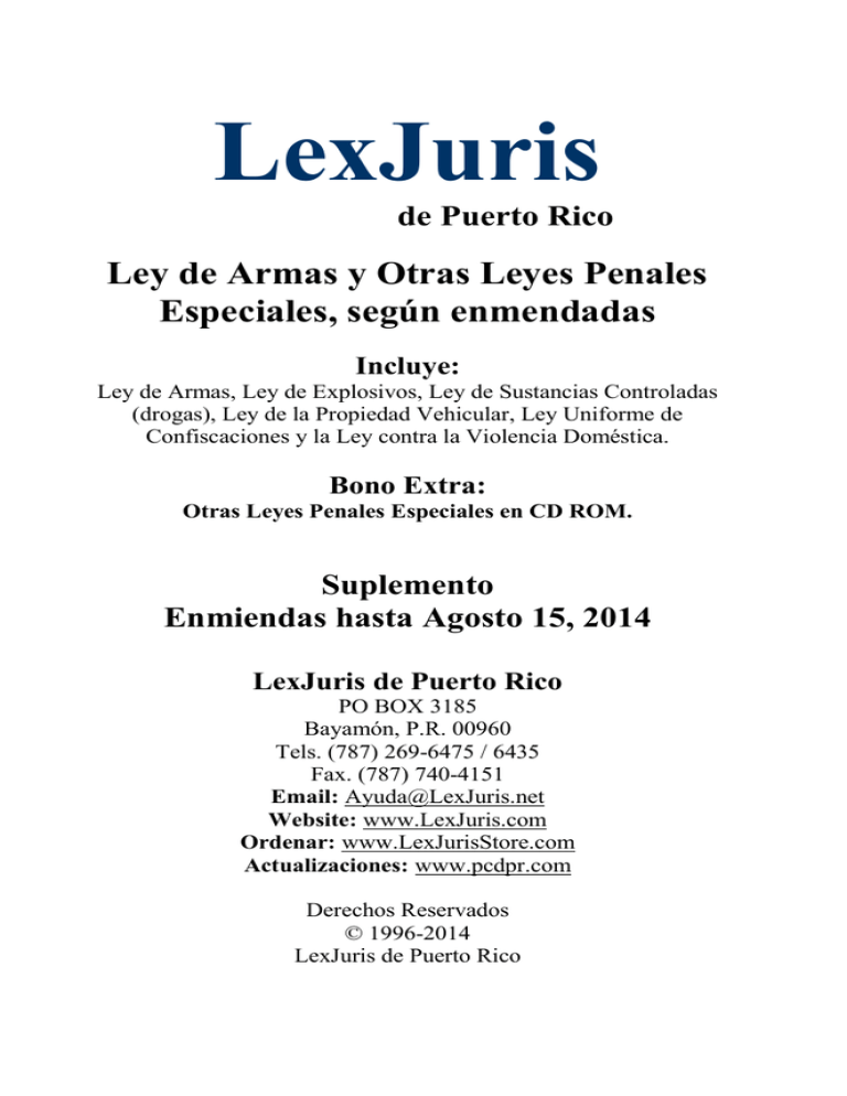 Folleto de Enmiendas al Libro de Armas y otras