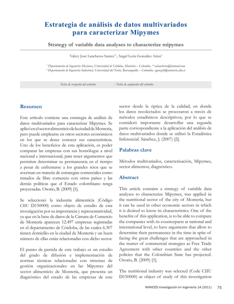 Estrategia de análisis de datos multivariados