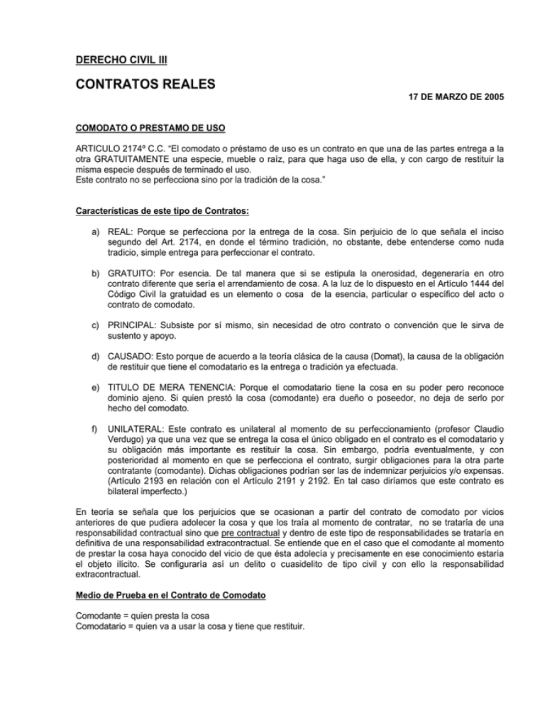 Derecho Civil III (Contratos Reales)