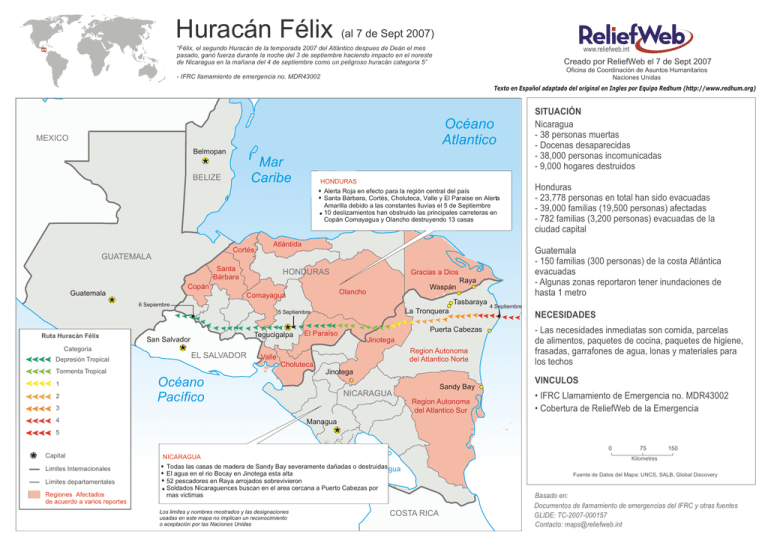 Huracan Felix Nicaragua y Honduras