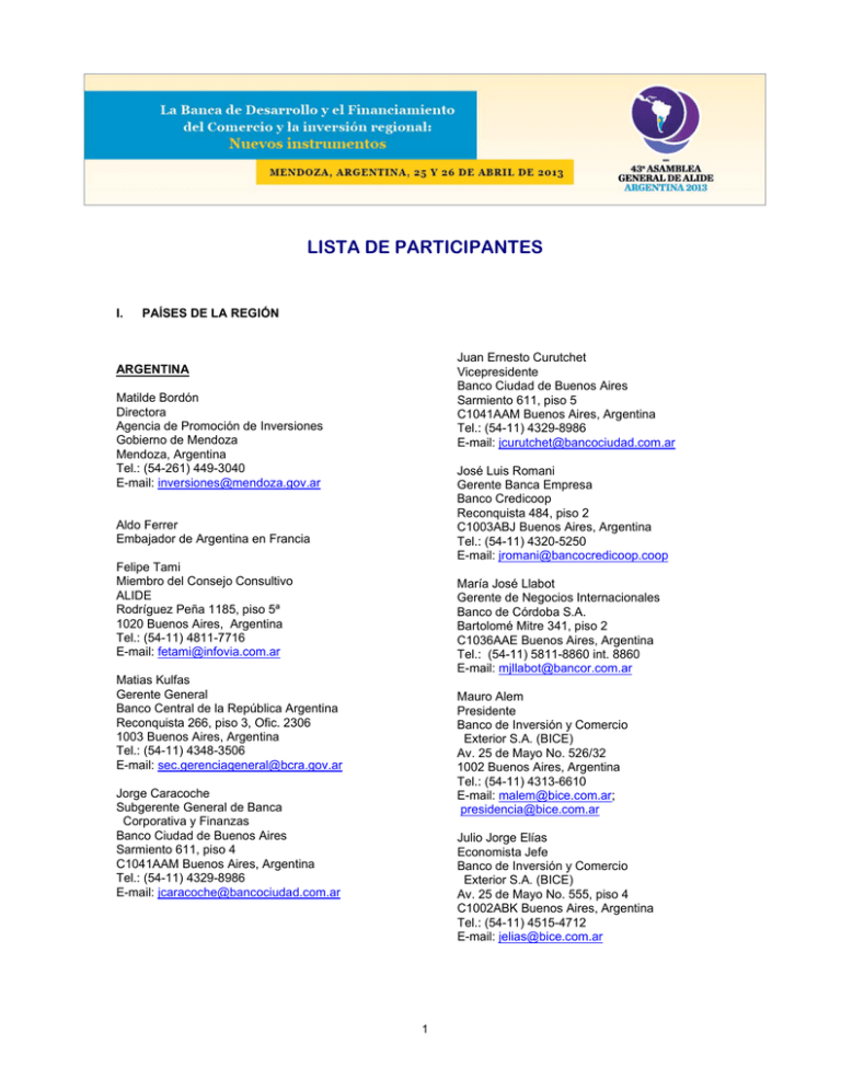 Lista de asistentes a la Asamblea