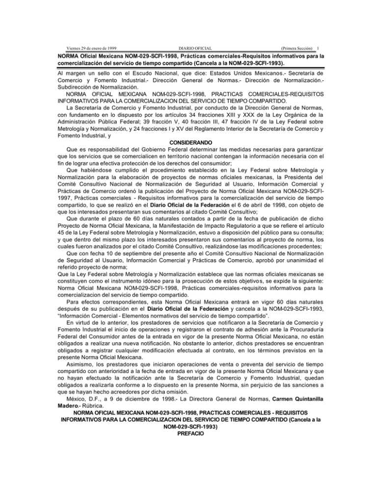 NORMA Oficial Mexicana NOM-029-SCFI-1998, Prácticas