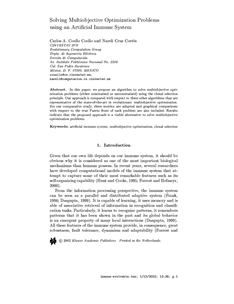Solving Multiobjective Optimization Problems using an