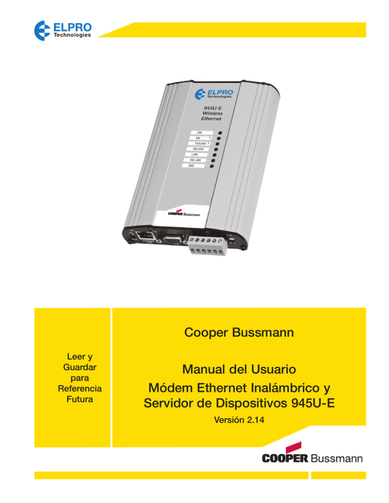 Cooper Bussmann Manual del Usuario Módem