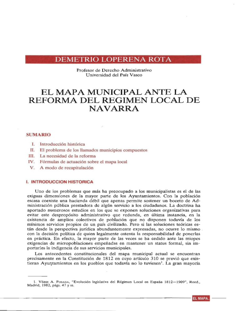 El mapa municipal ante la reforma del régimen local de Navarra