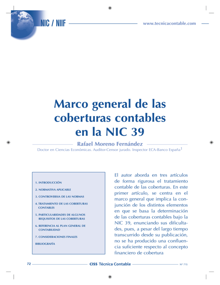 Marco general de las coberturas contables en la NIC 39