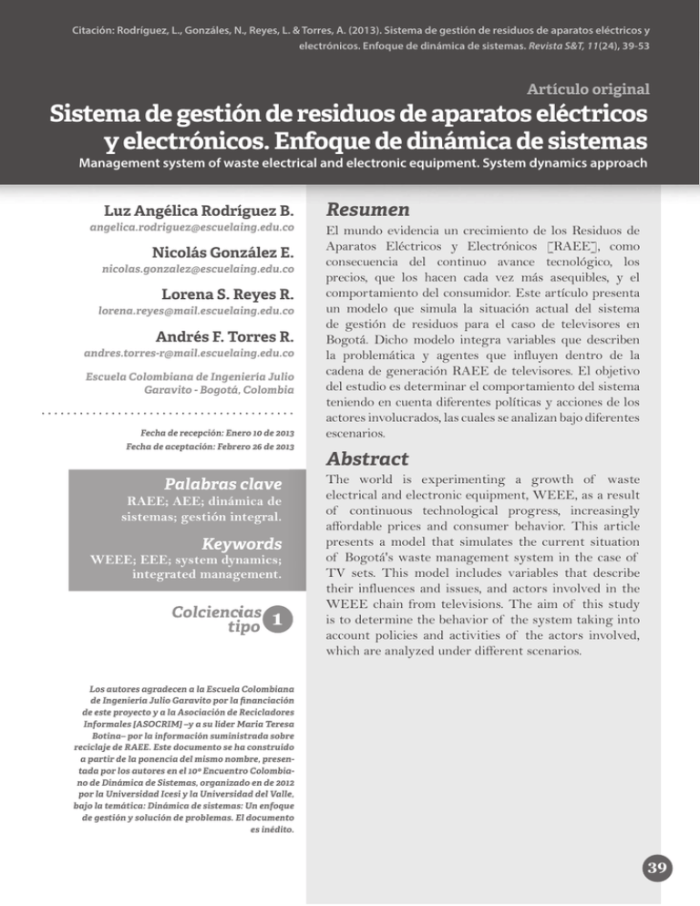 Sistema de gestión de residuos de aparatos eléctricos y