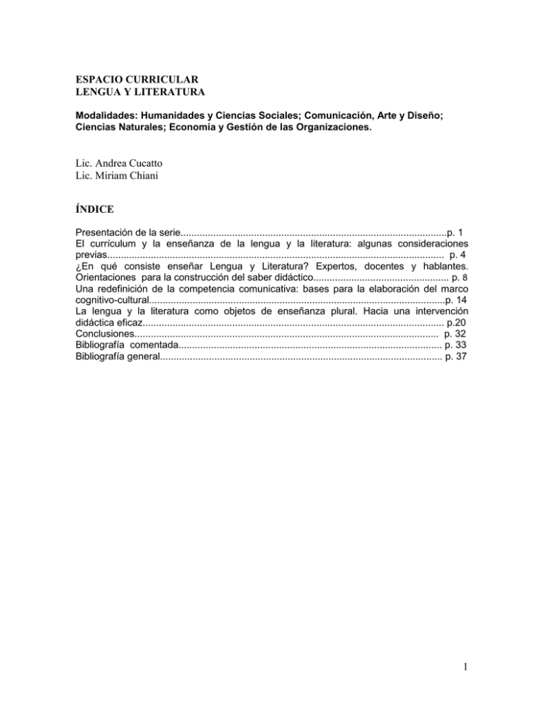 Documentos de Apoyo Curricular del espacio Lengua y Literatura