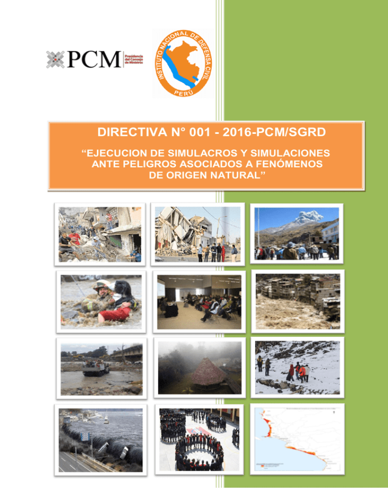directiva n° 001 - 2016-pcm/sgrd - Secretaria de Gestion del Riesgo