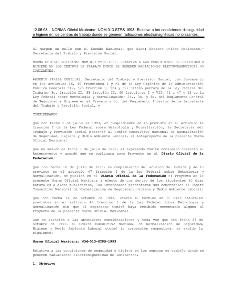 NOM-013-STPS-1993 - Orden Jurídico Nacional