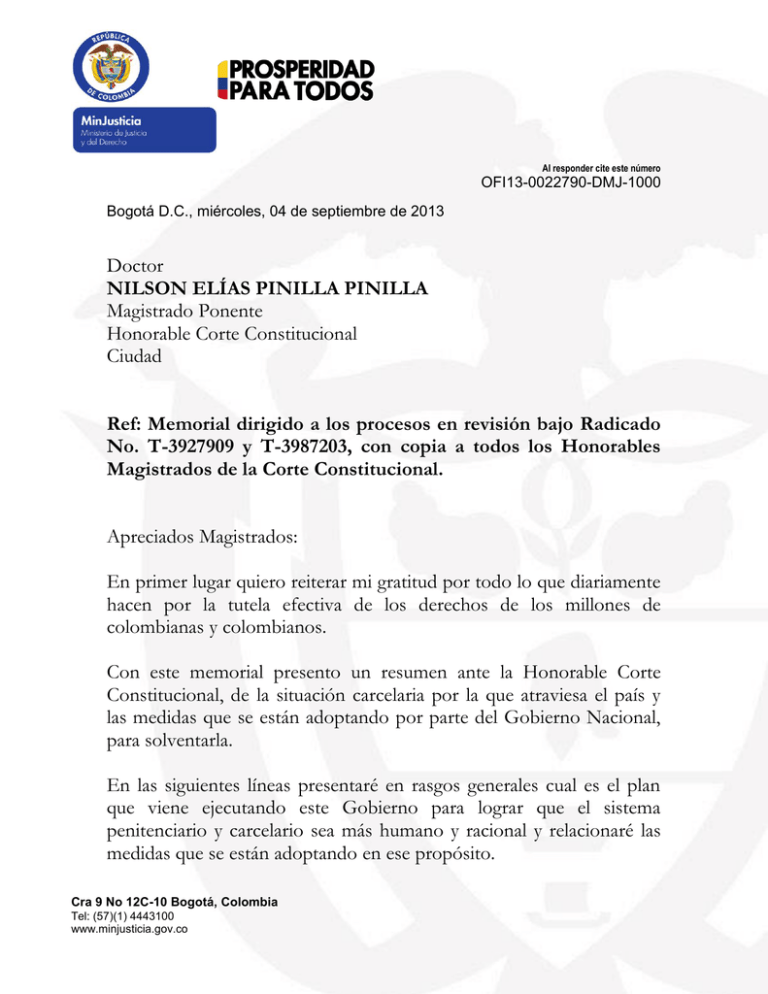 Doctor NILSON ELÍAS PINILLA PINILLA Magistrado Ponente