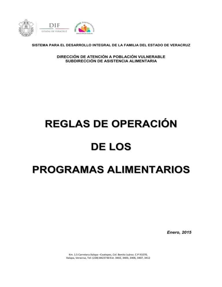 Reglas de Operación de los Programas Alimentarios 2015