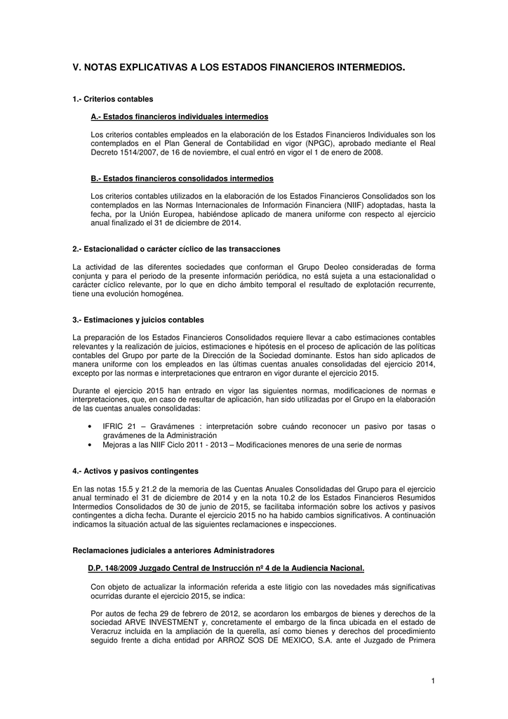 v. notas explicativas a los estados financieros