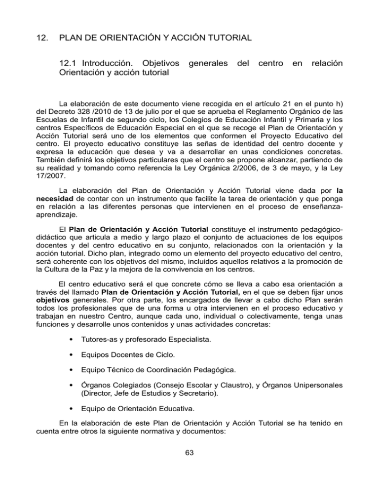 12. PLAN DE ORIENTACIÓN Y ACCIÓN TUTORIAL 12.1