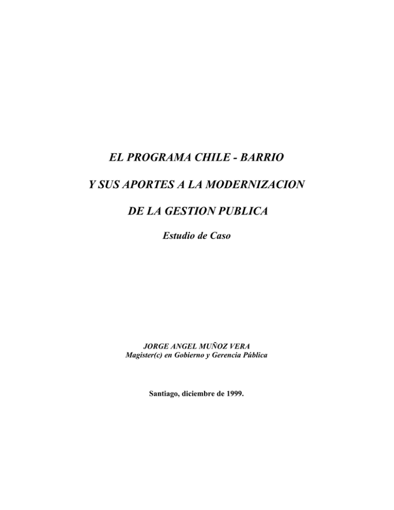 el programa chile - barrio y sus aportes a la
