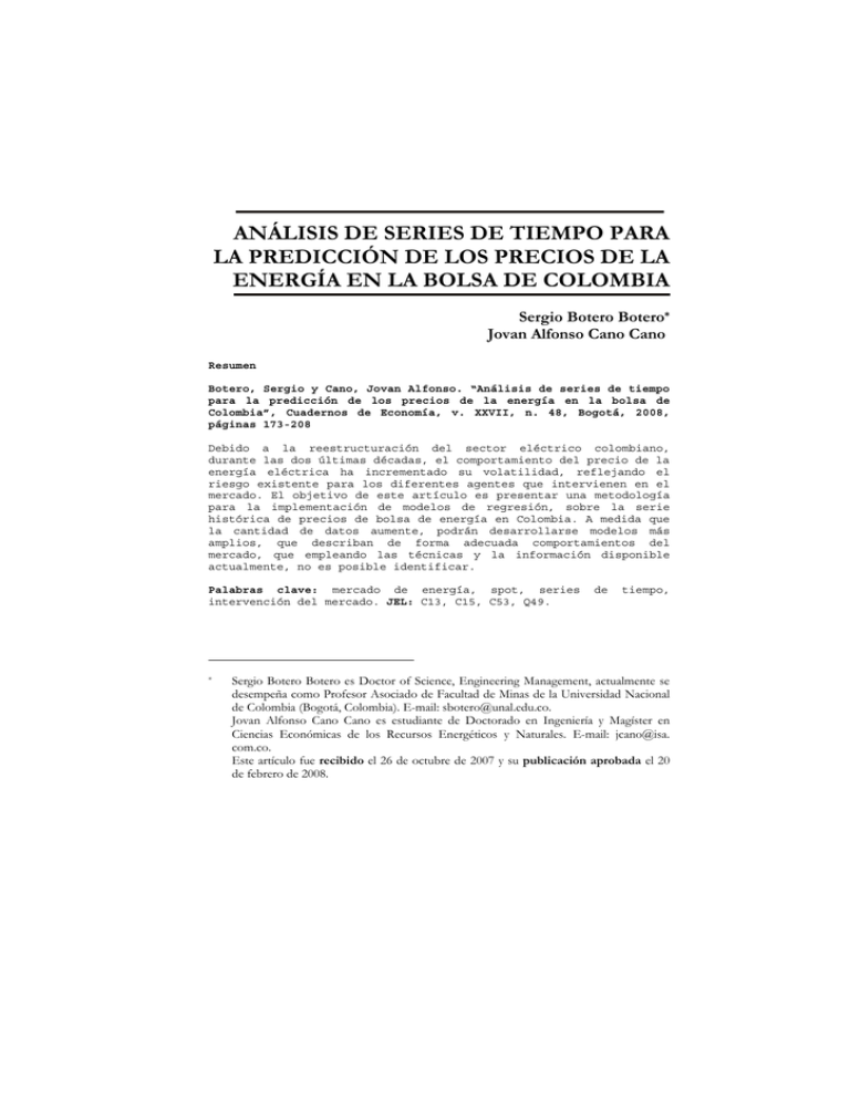 análisis de series de tiempo para la predicción de los