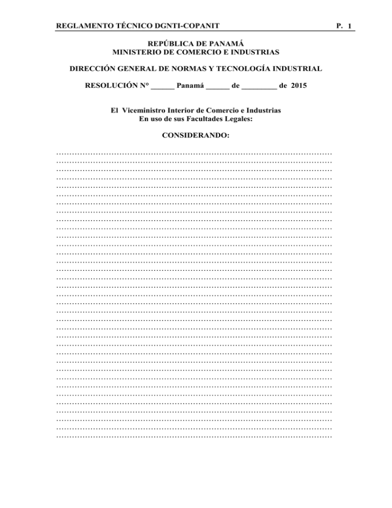 reglamento técnico dgnti-copanit p. 1 república de panamá
