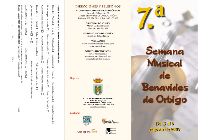 Tríptico VII Semana Musical de Benavides