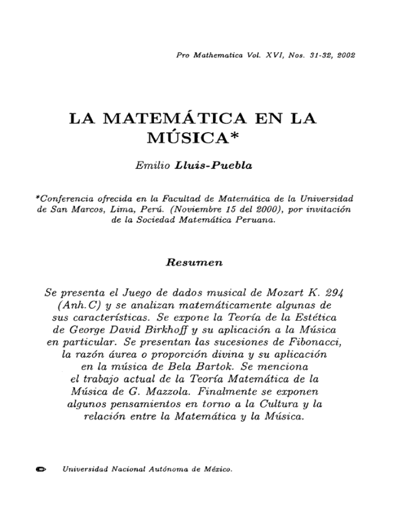 la matemática en la musica