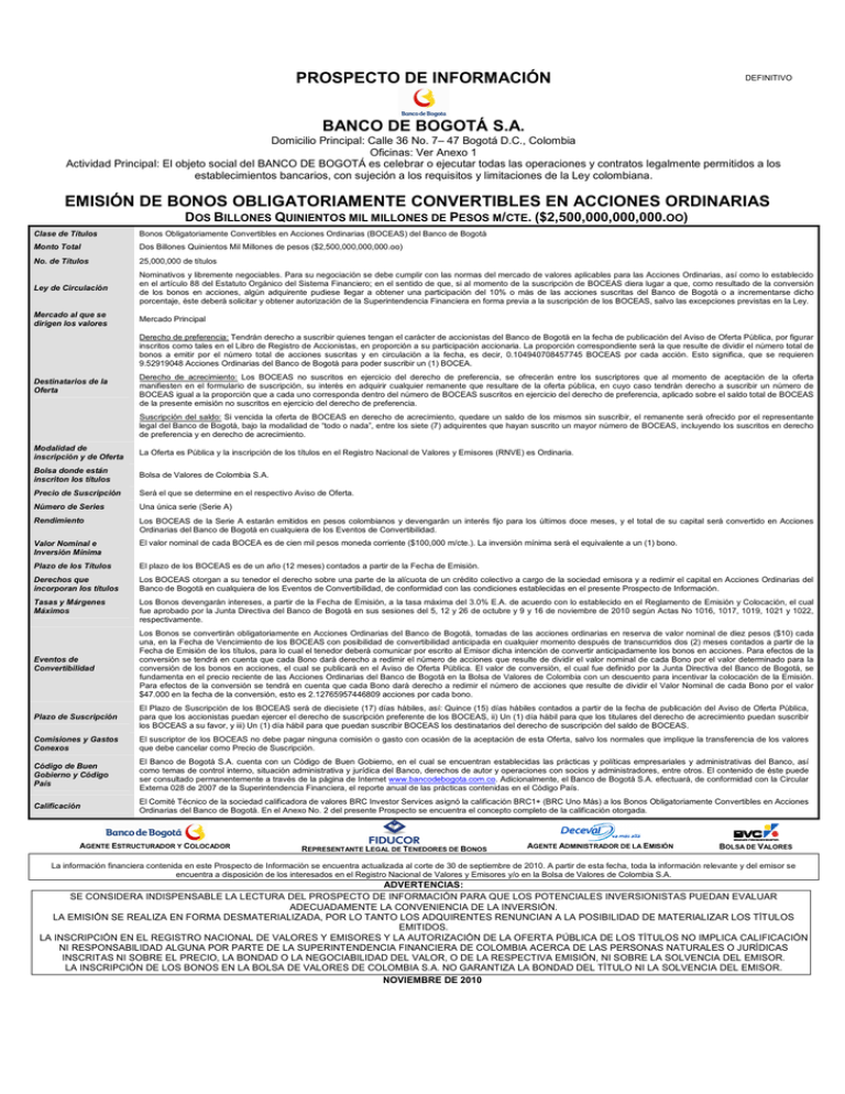 Prospecto de Emisión