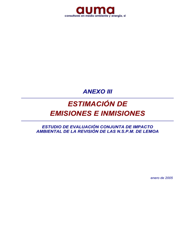 estimación de emisiones e inmisiones