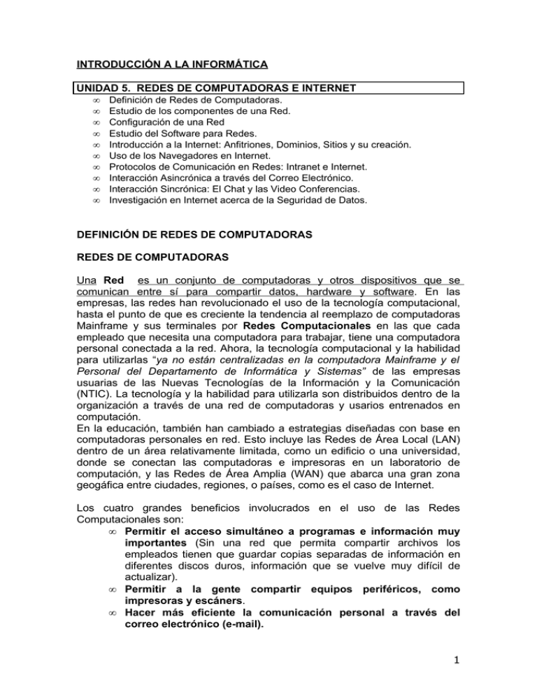 INTRODUCCIÓN A LA INFORMÁTICA