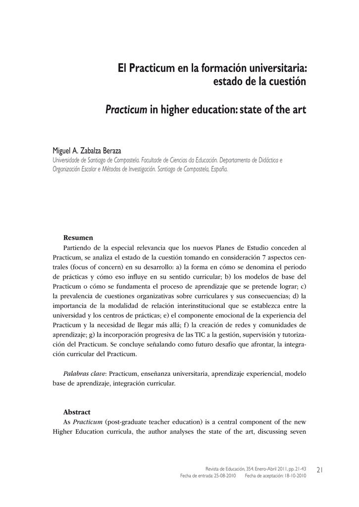 El Practicum en la formación universitaria